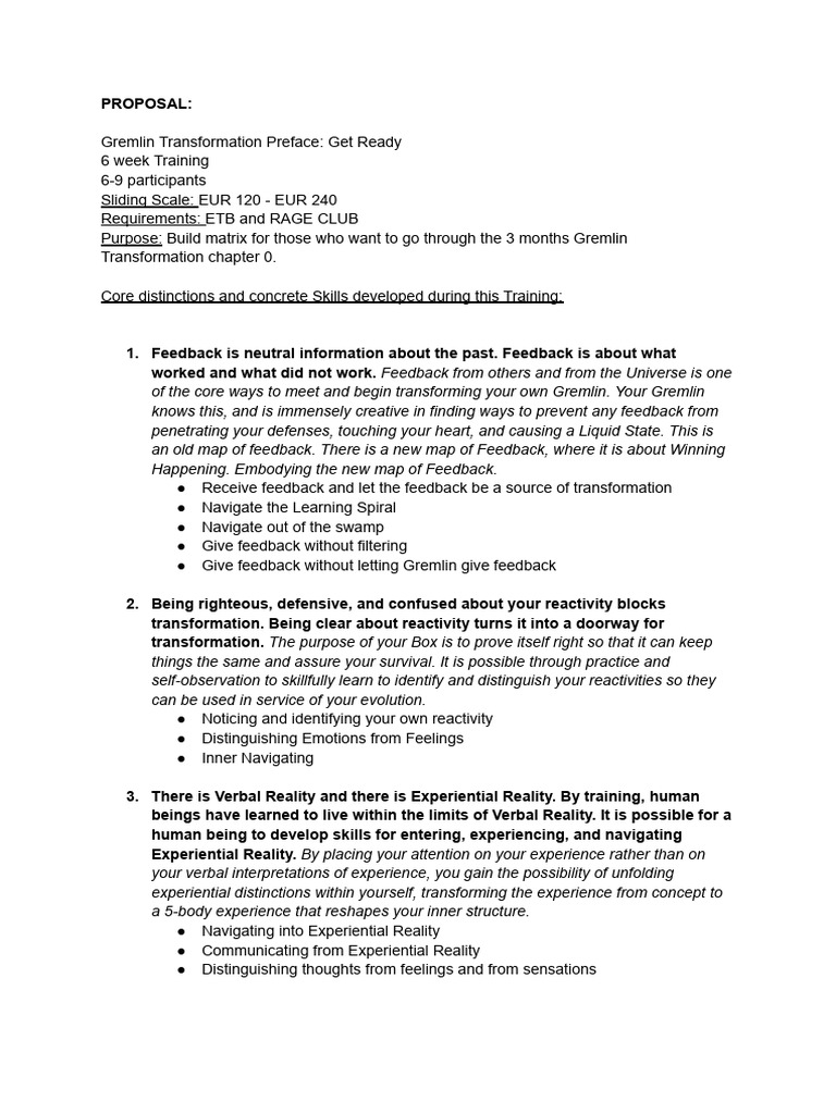 Gremlin Transformation Preface - Get Ready | PDF | Experience | Feeling