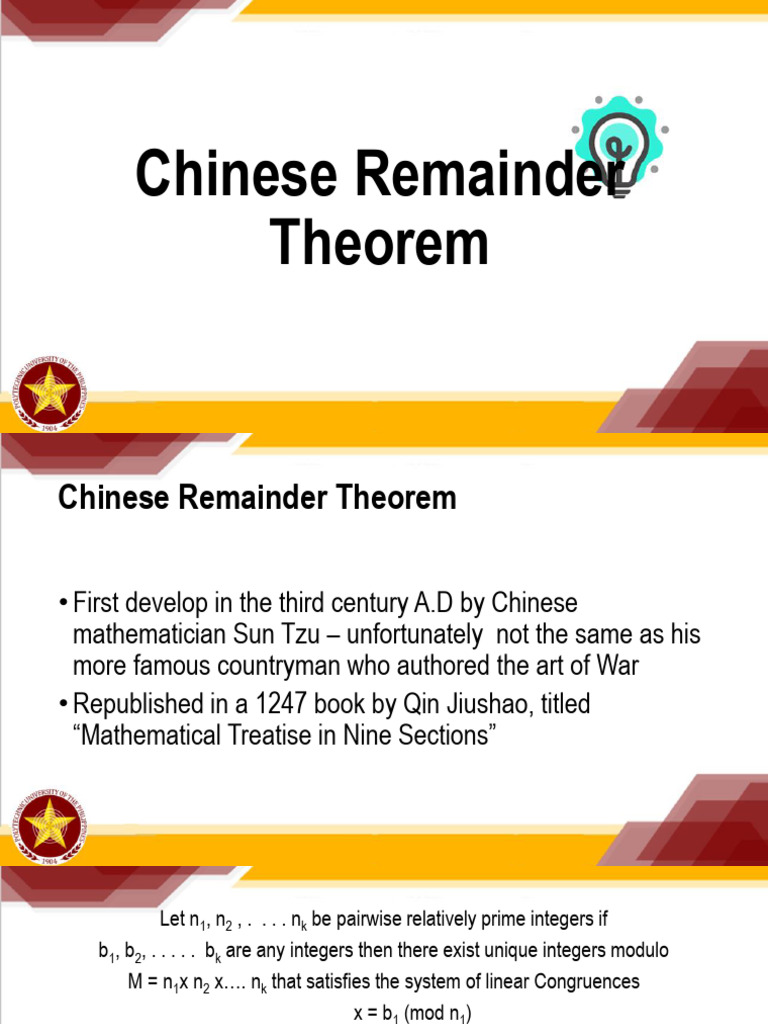 Chinese Remainder Theorem | PDF | Mathematical Concepts | Ring Theory