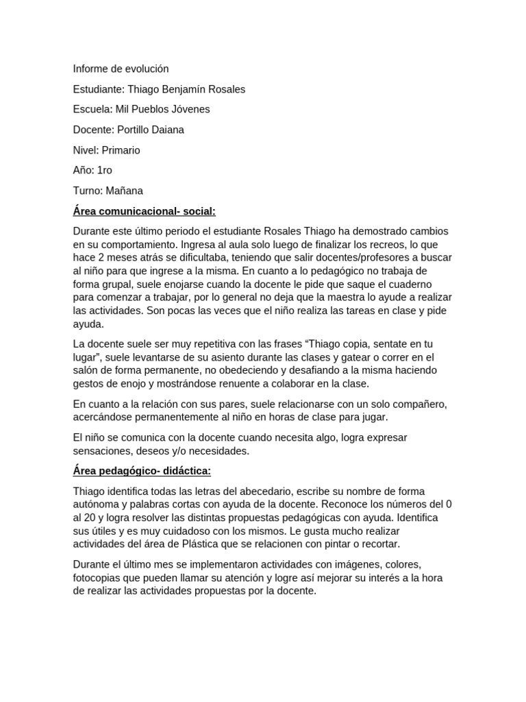 informe thiago rosales | PDF