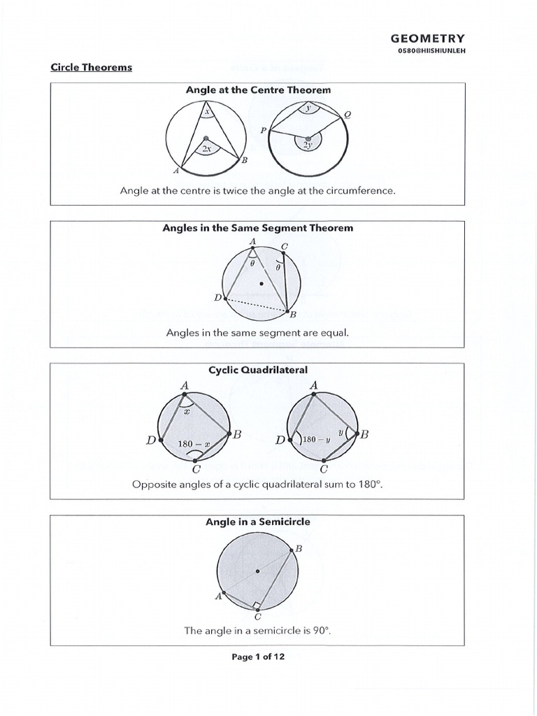 Circle Theorems Answers | PDF