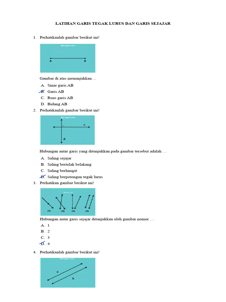 Latihan Garis Tegak Lurus dan Sejajar | PDF