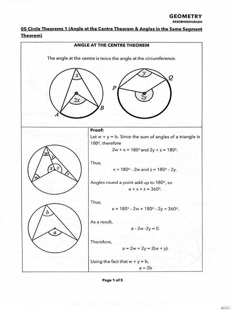 05 Circle Theorems 1 (Angle at the Centre Theorem & Angles in the Same ...