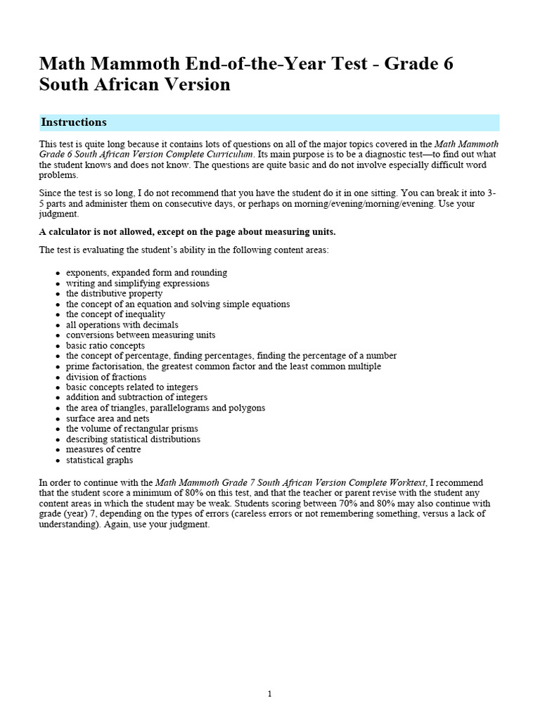 End_of_Year_Test_Grade6_SA | PDF | Area | Ratio