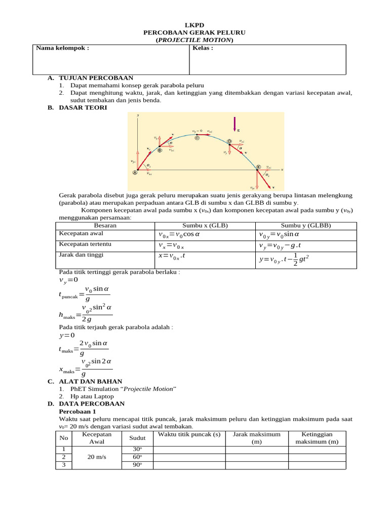 LKPD Gerak Parabola | PDF