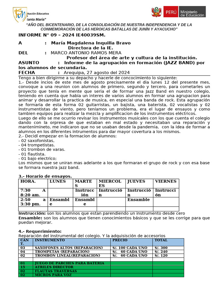 Informe 09 Jazz Band | PDF | Jazz | Maestros