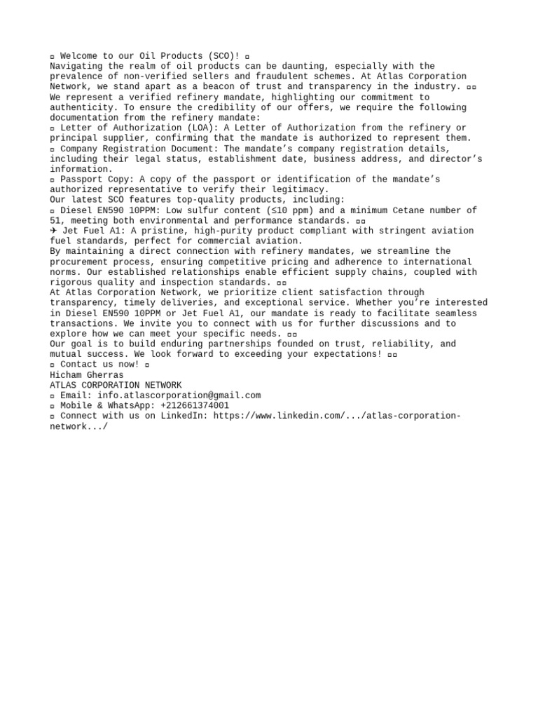 ? Welcome To Our Oil Products (SCO | PDF