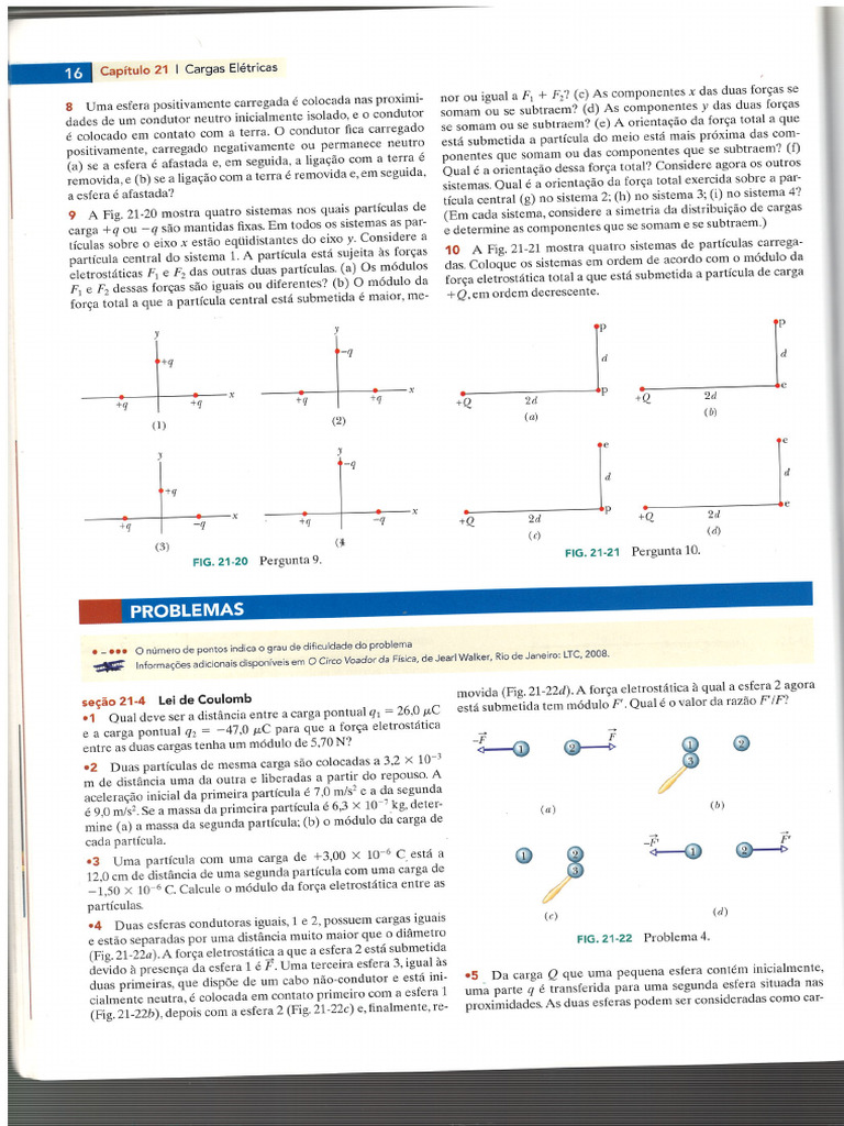 Exercicio Cap 21 Halliday Carga Eletrica e Lei de Coulomb | PDF