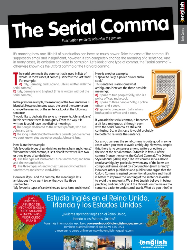 The Serial Comma: Estudia Inglés en El Reino Unido, Irlanda y Los ...
