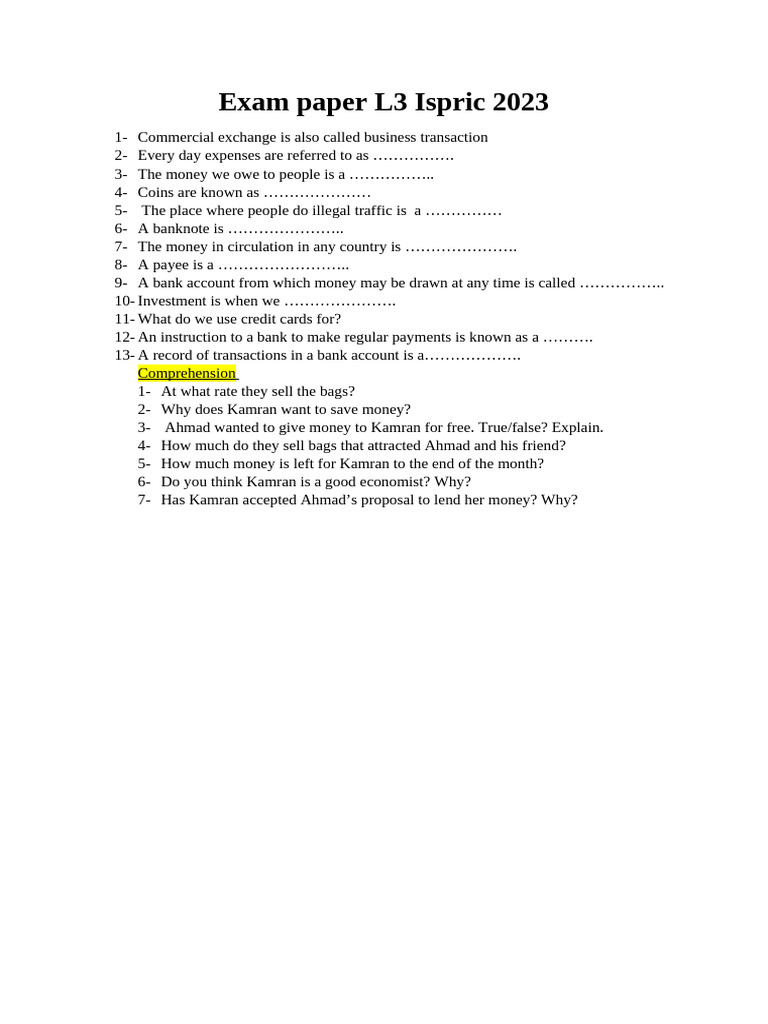 L3 Ispric 2023 Exam Paper Overview | PDF