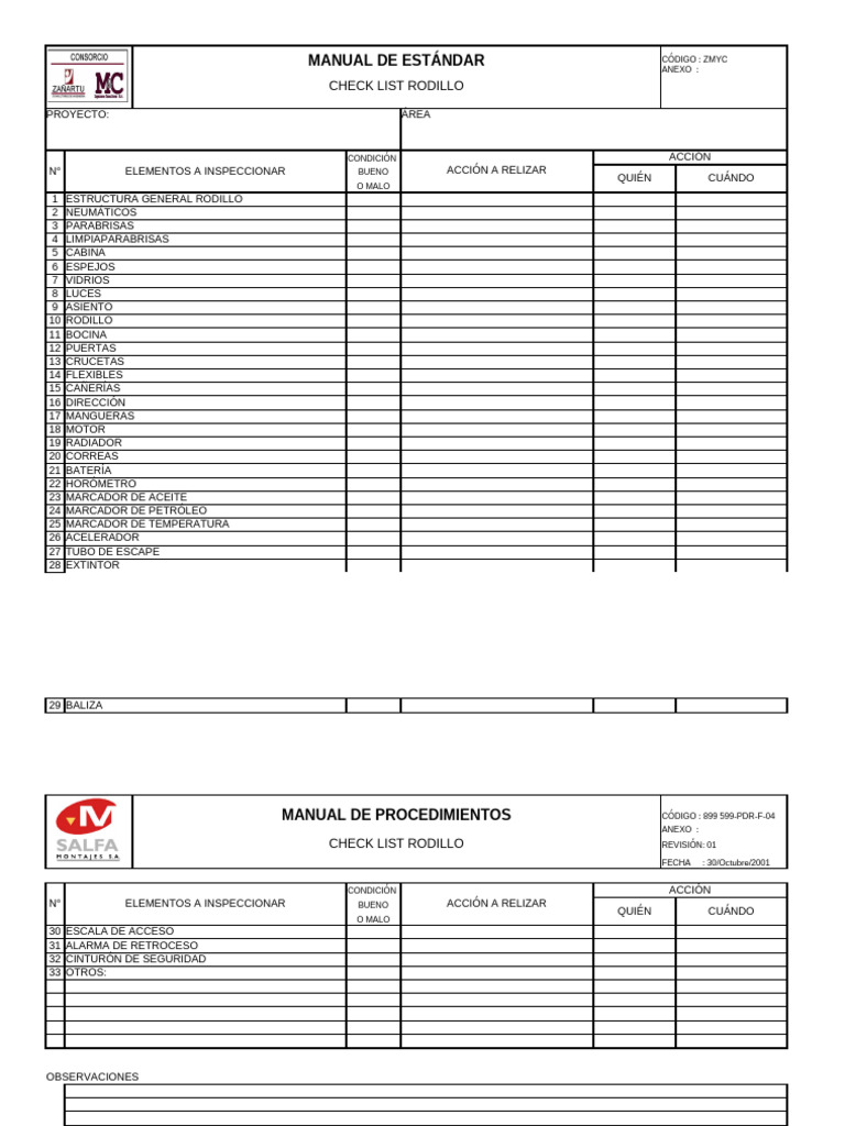 FGG-6-3-1-FORM-32-Check-List-Torre-de-Iluminacion | PDF | Vehículo de ...
