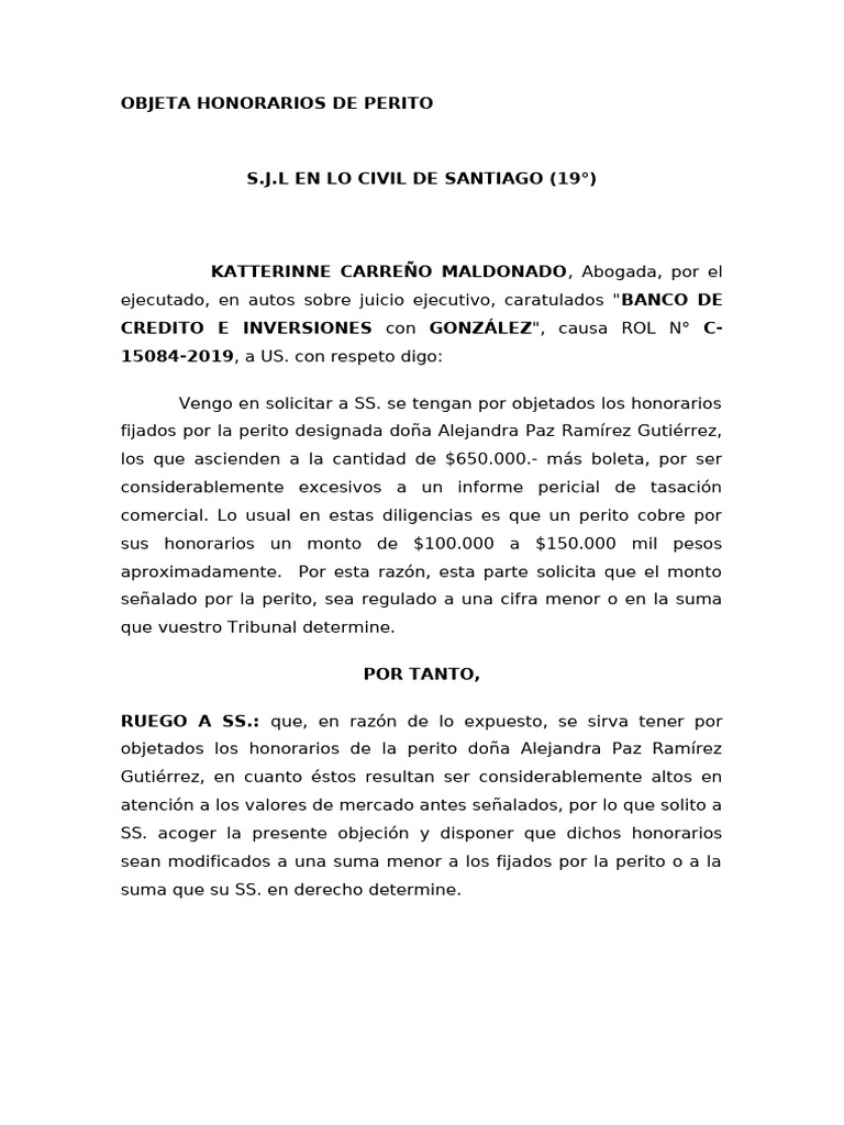 Objeta Honorarios C 15084 2019 | PDF