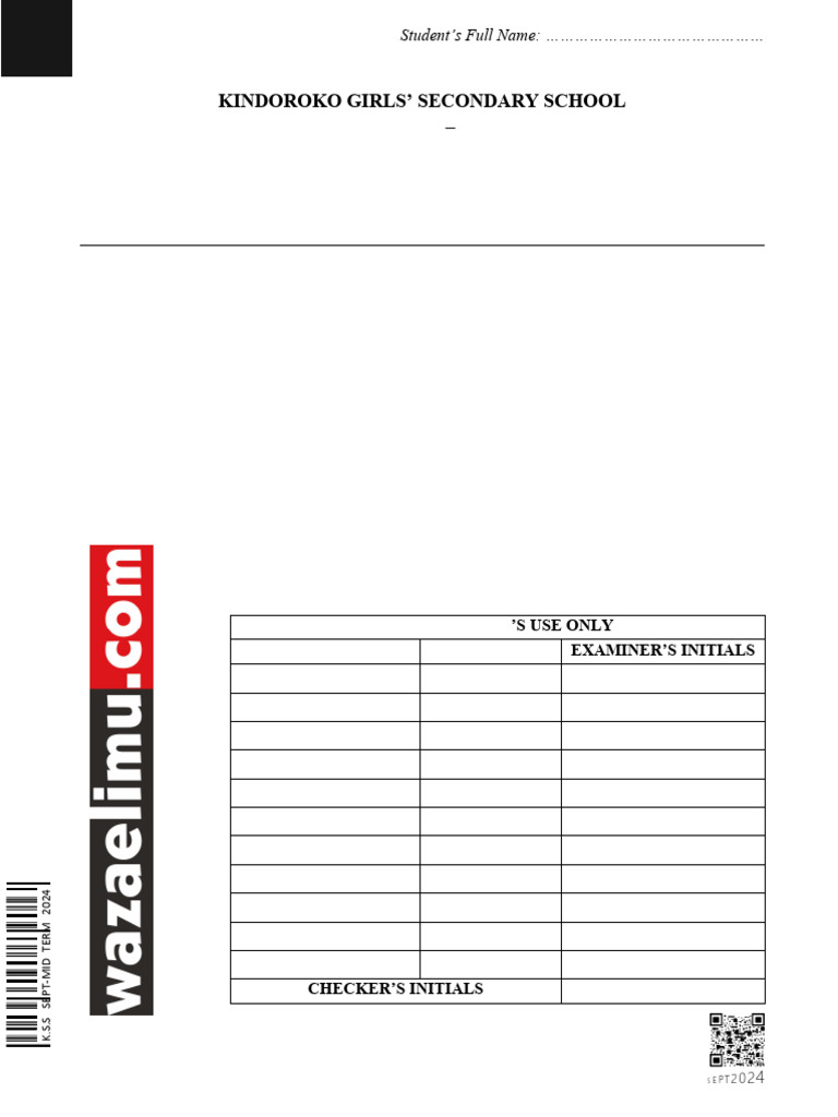 PHY F1 SEPT MID TERM 2024 | PDF | Force | Buoyancy