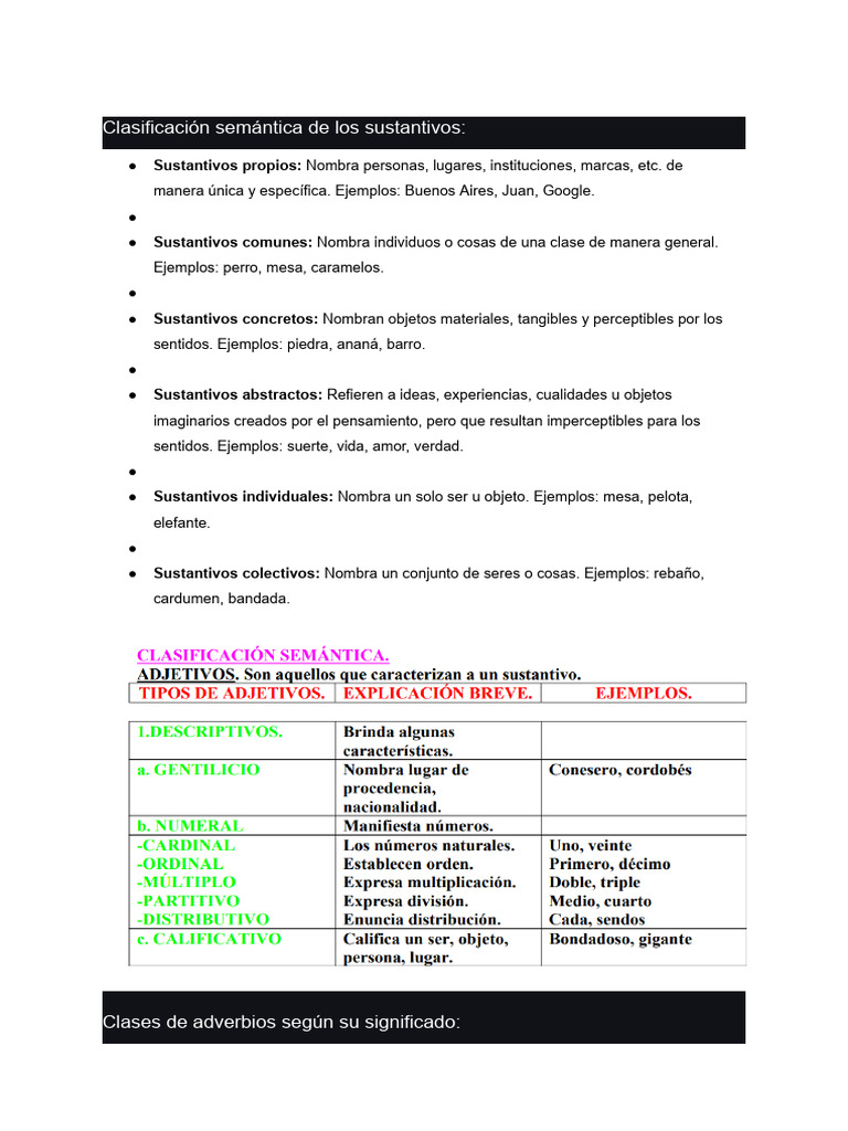 Clasificación semántica de los sustantivos_ | PDF