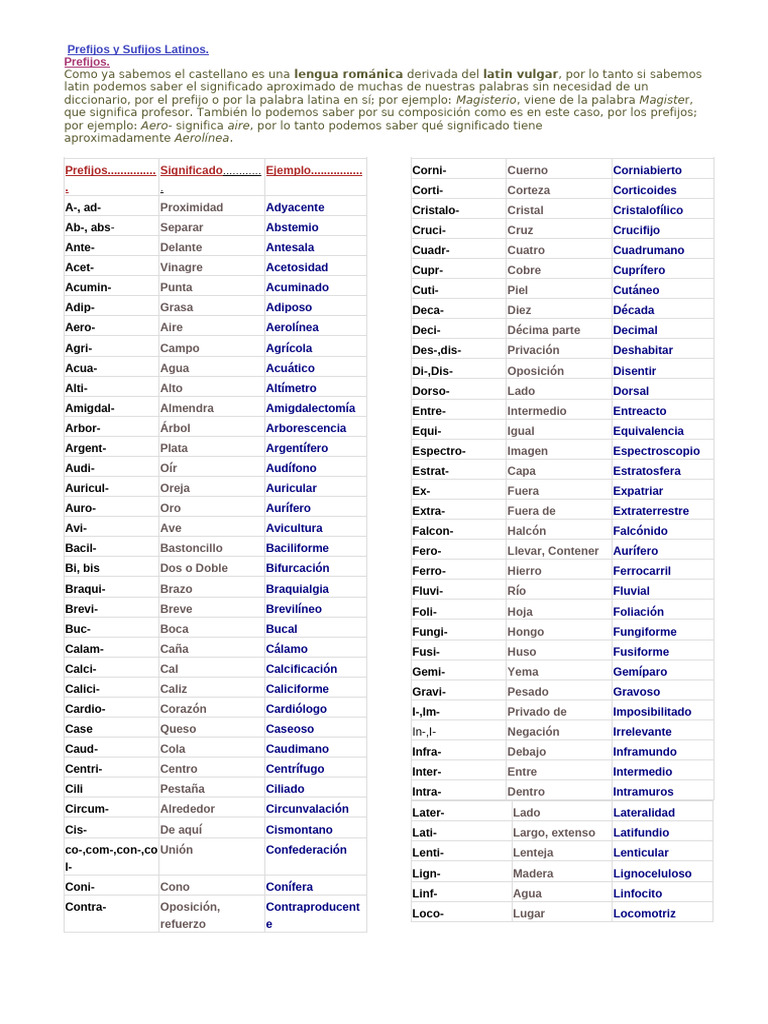 Prefijos y Sufijos en Español | PDF