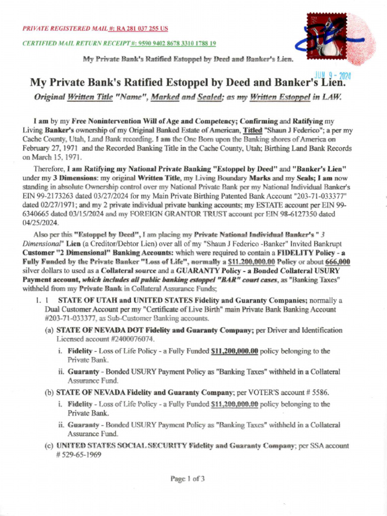 My Private Banks Ratified Estoppel by Deed and Bankers Lien | PDF