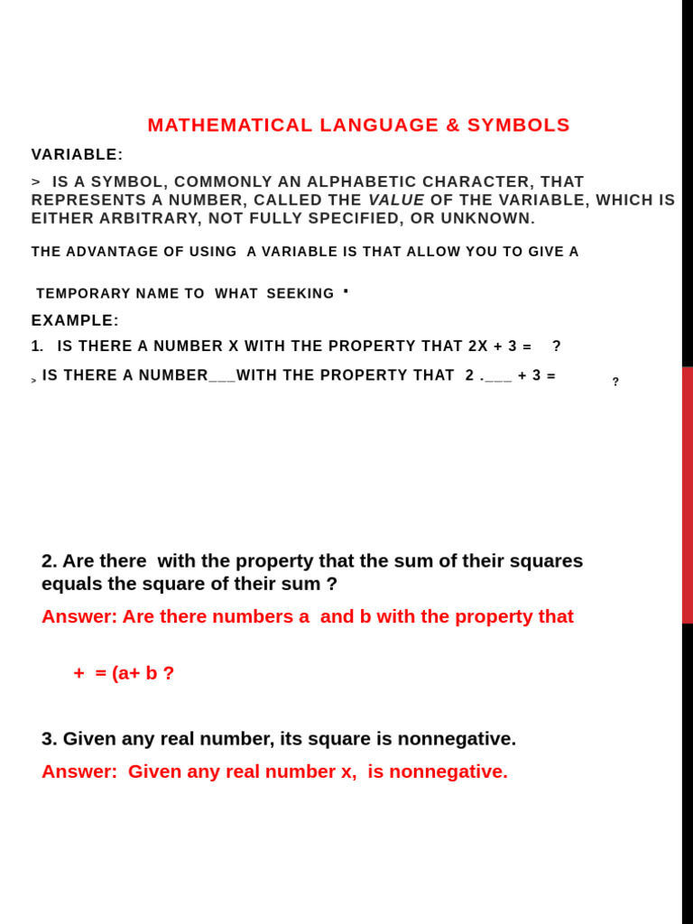Mathematical Language & Symbols (Prelim Coverage) | PDF | Set (Mathematics) | Numbers