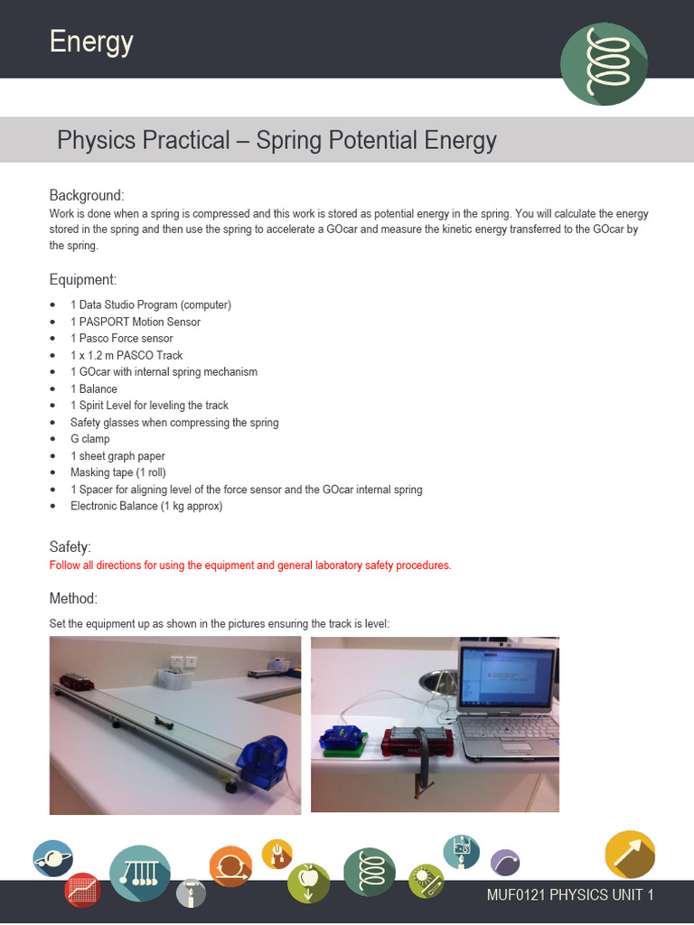 Spring Potential Energy Experiment | PDF | Force | Potential Energy