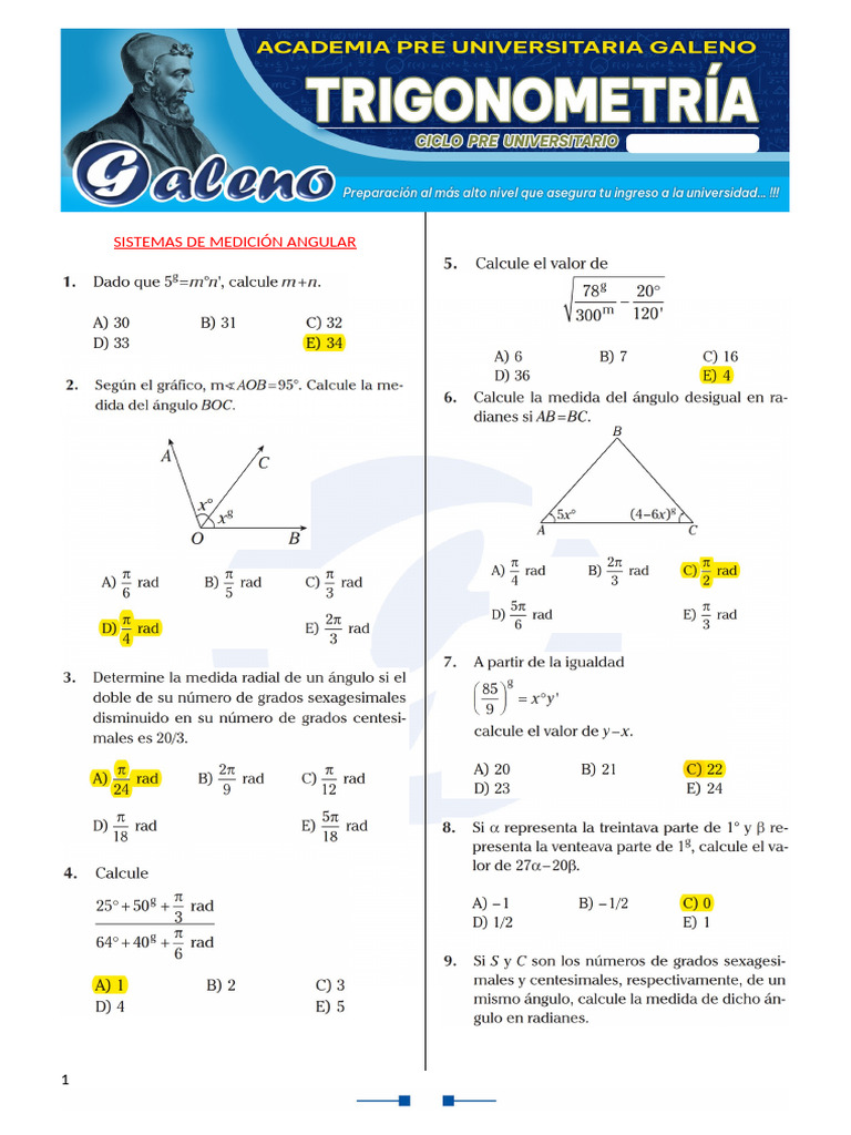 Trigonometría - Balota 01 | PDF