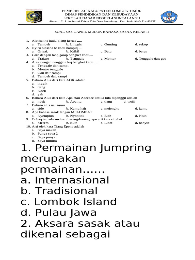 PAS MULOK KELAS II (Ganjil) | PDF