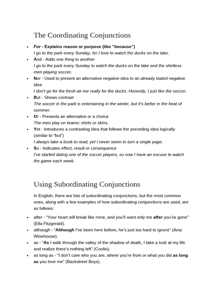 The Coordinating Conjunctions | PDF