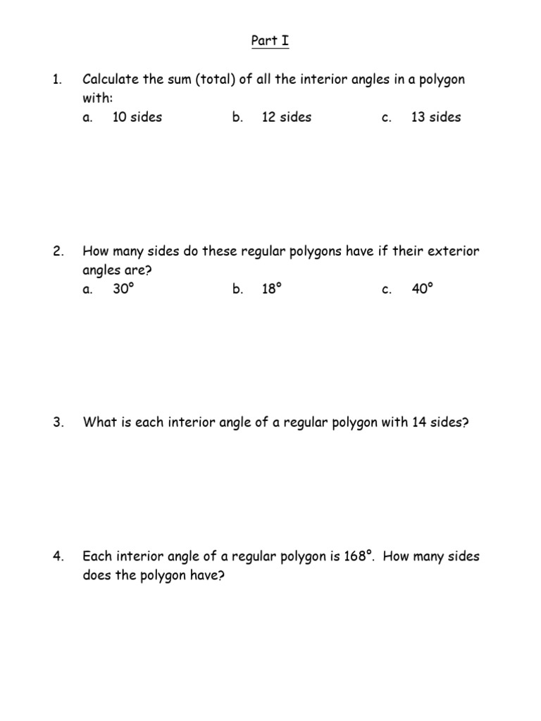 Interior and exterior angles questions RAG-adjusted-page1-4 | PDF ...