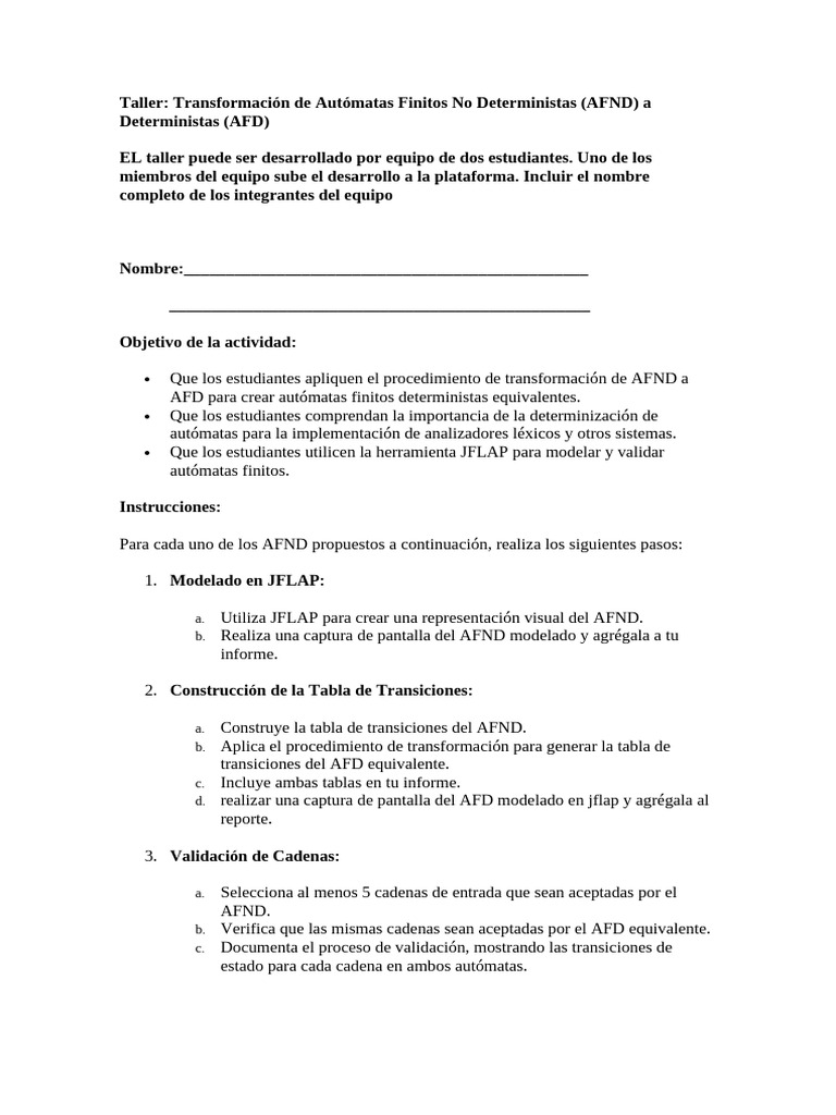 Transformación AFND a AFD en JFLAP | PDF