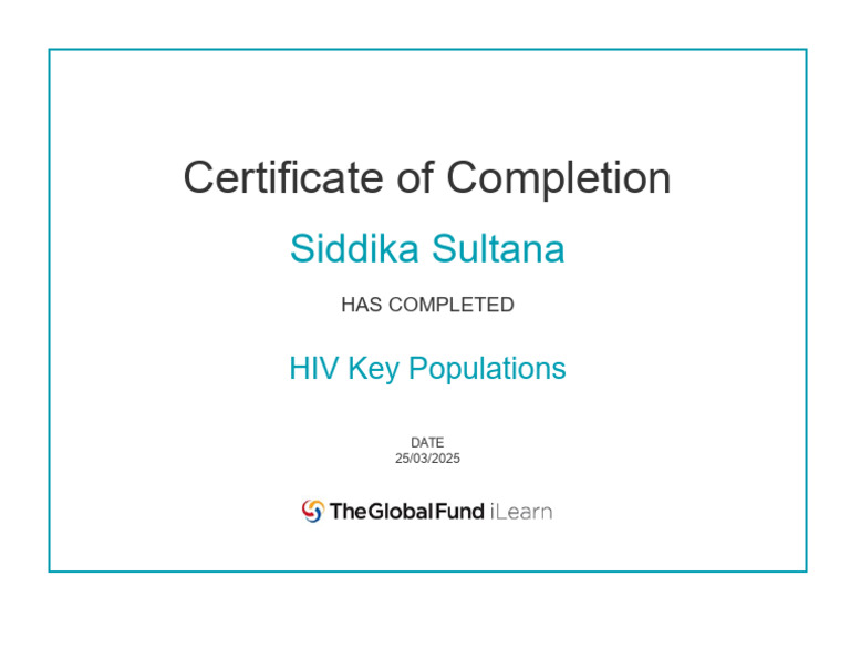 HIV Key Populations Completion Certificate | PDF