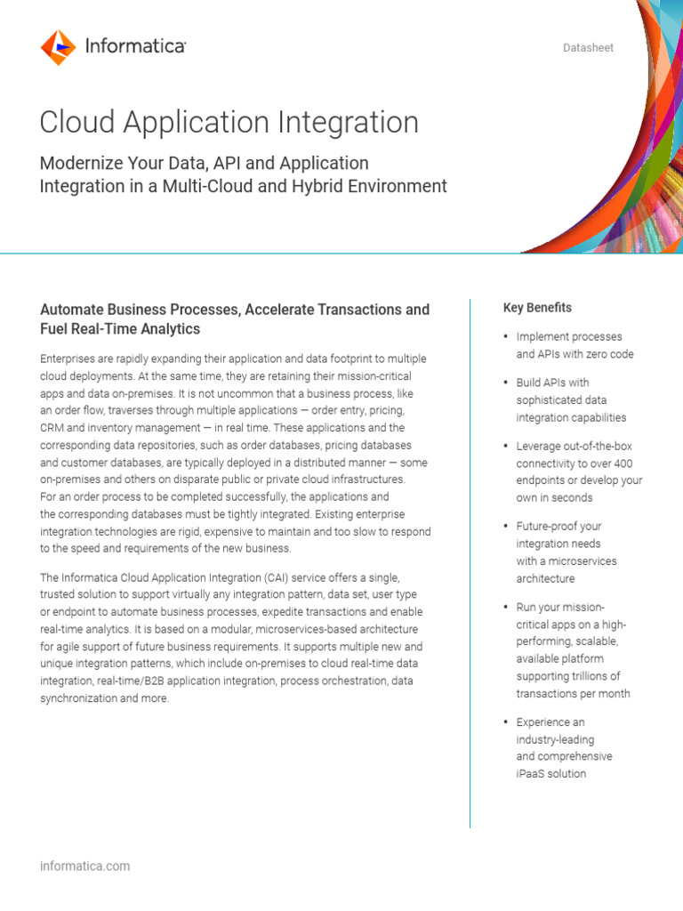 Informatica Cloud Application Integration - Data Sheet - 3464en | PDF | Cloud Computing ...