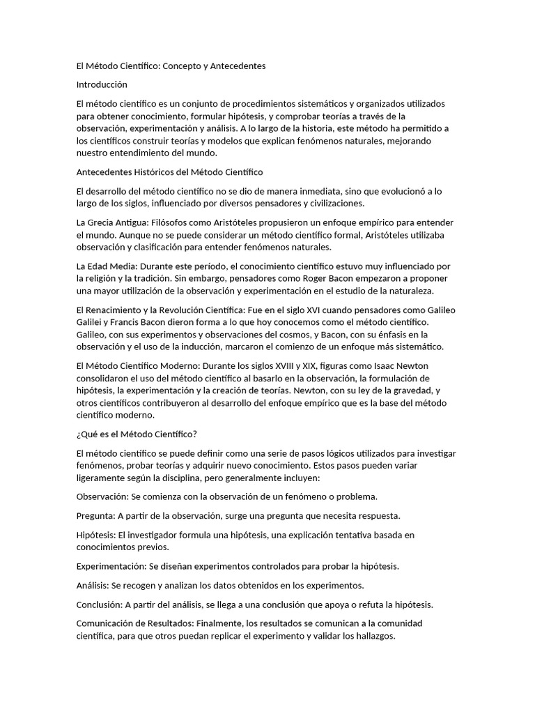 Método Científico: Historia y Aplicaciones | PDF | Método científico ...