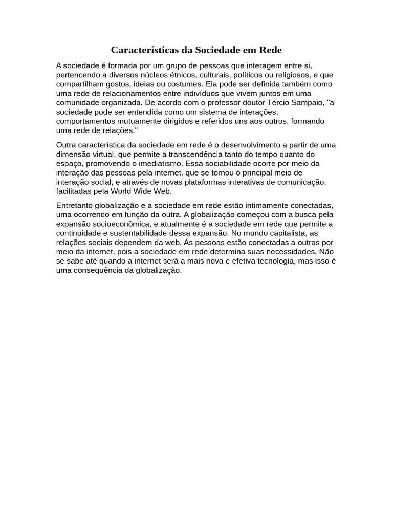 Características da Sociedade em Rede | PDF