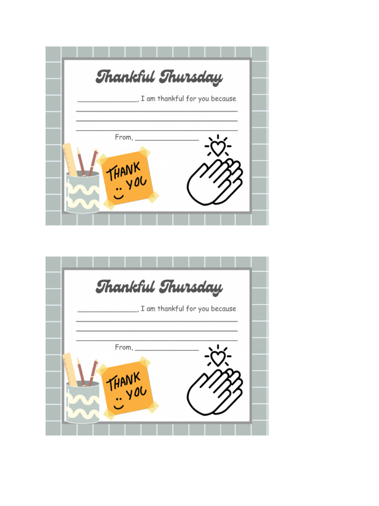 Thankful Thursday Notes | PDF