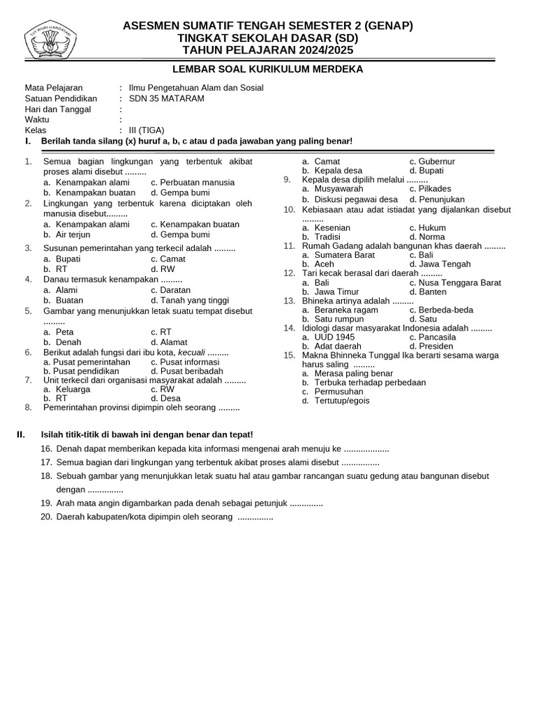 STS 2 Kelas III - IPAS | PDF