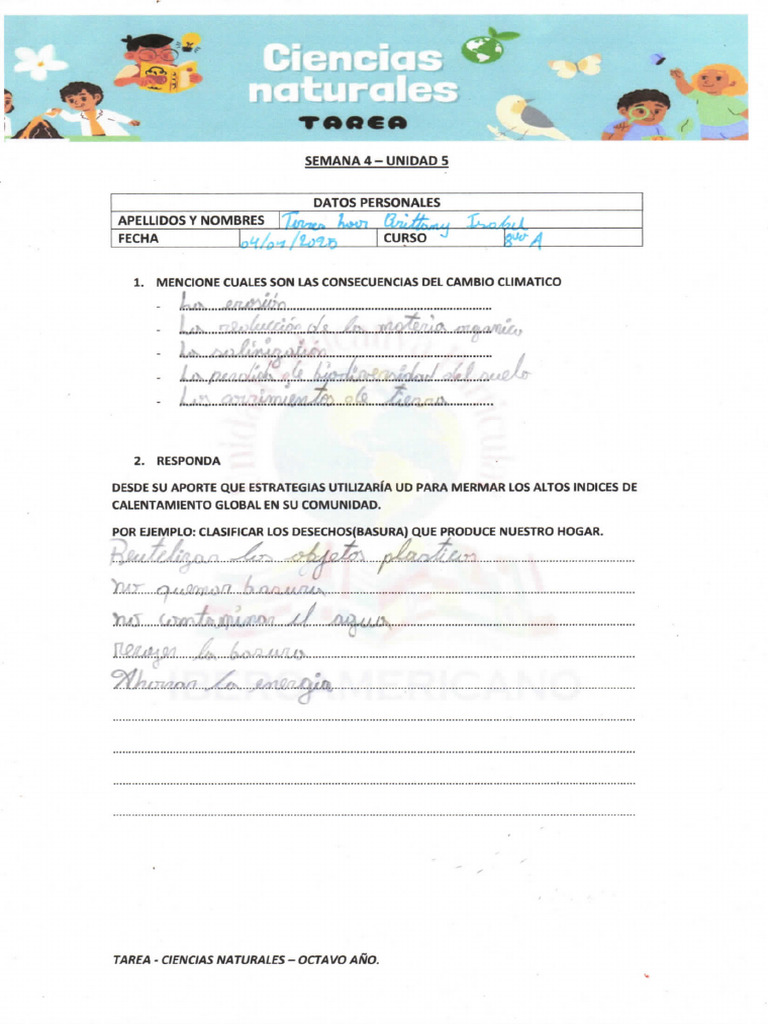 Ciencias Naturales Semana 4 Unidad 5 | PDF