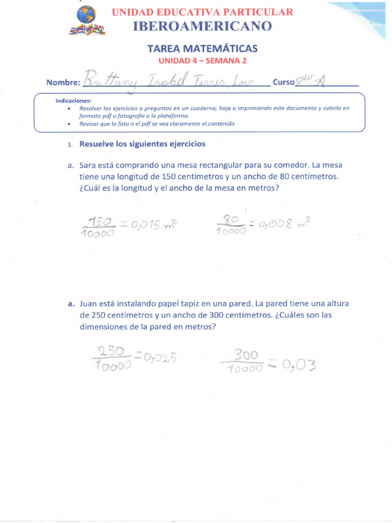 Matematicas Semana 2 Unidad 4 | PDF