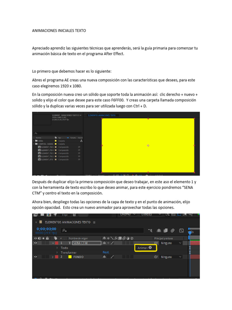 ANIMACIONES iniciales en textos | PDF