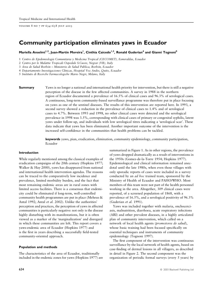 Yaws Elimination Through Community Action | PDF | Serology ...