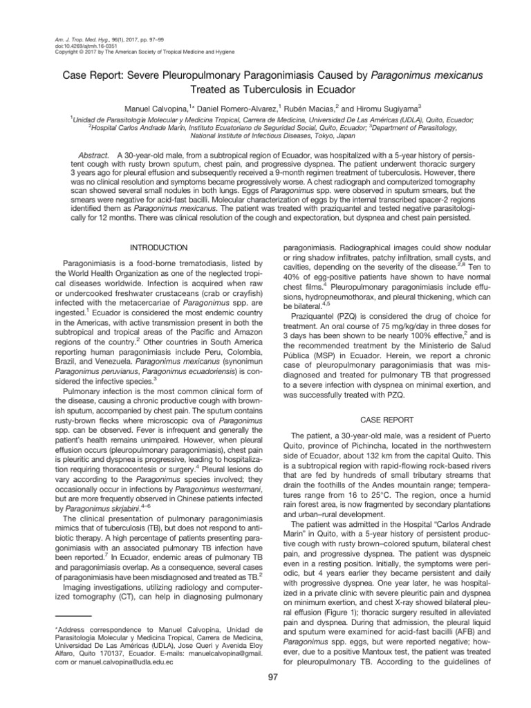 12.1 Caso Paragonimiasis Severo | PDF | Tuberculosis | Clinical Medicine