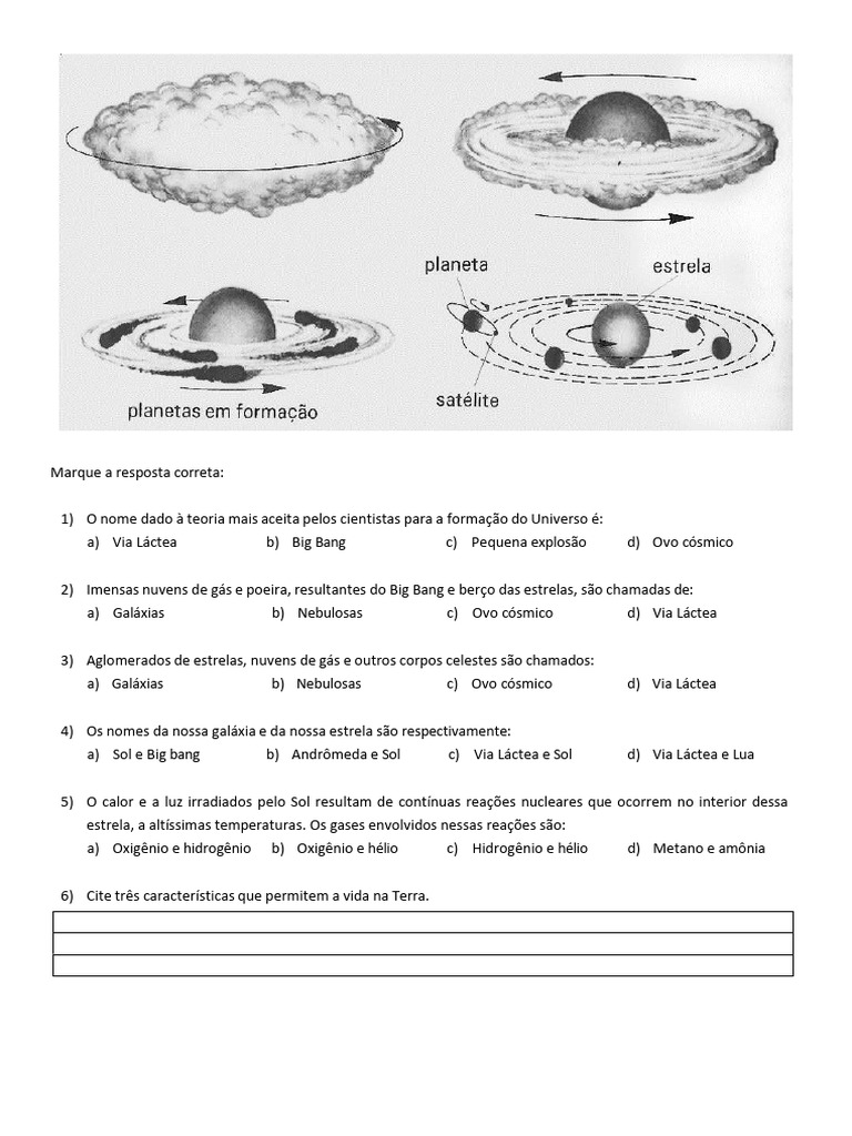 Questões sobre o Big Bang e Galáxias | PDF