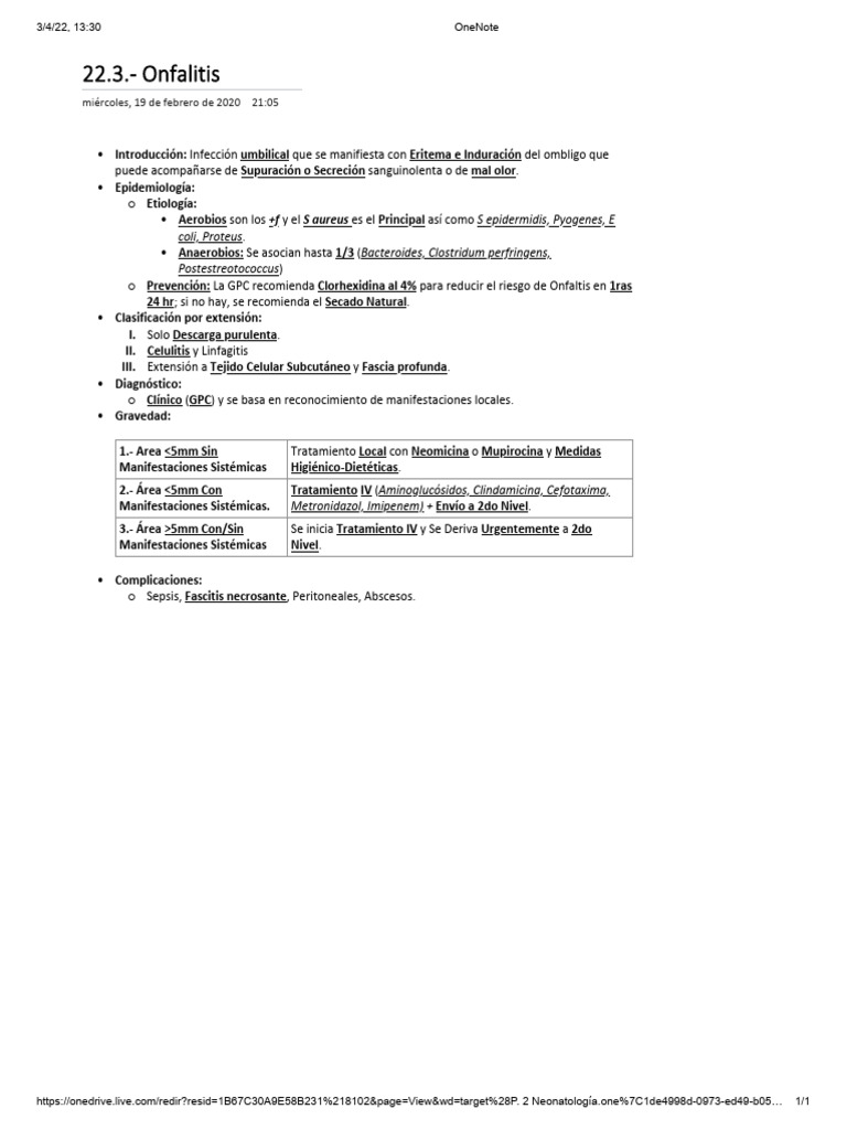 Onfalitis: Causas, Diagnóstico y Tratamiento | PDF