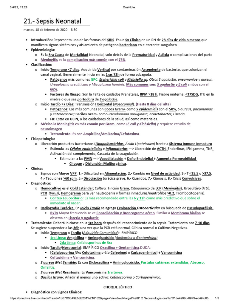 Sepsis Neonatal: Diagnóstico y Tratamiento | PDF | Septicemia | Meningitis