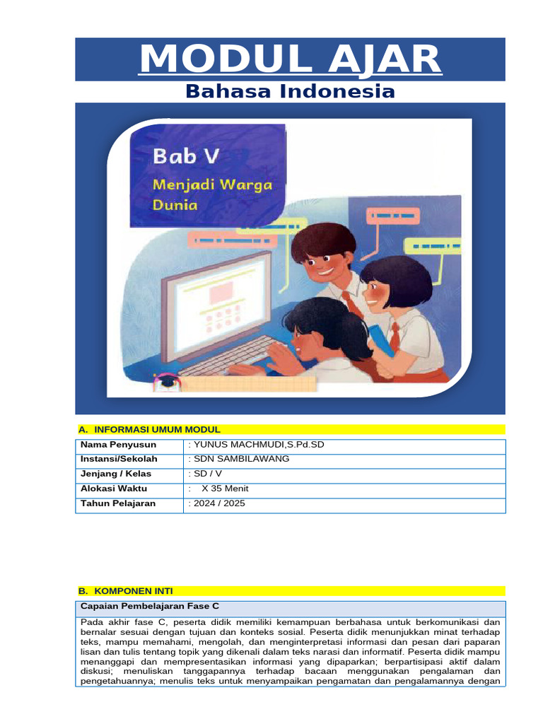 BAB 5 - MA B Indo Kls 5 | PDF