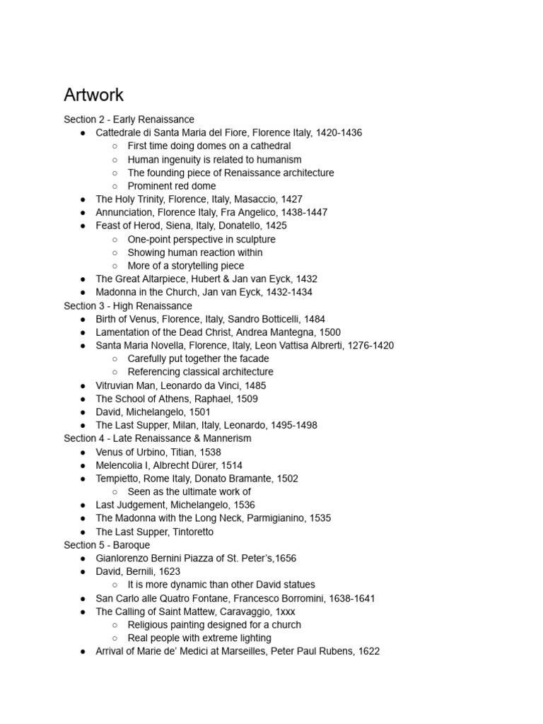 Key Artworks of the Renaissance Era | PDF | Florence | Paintings