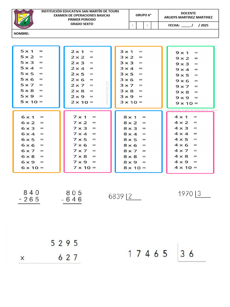 Examen de Operaciones Basicas. | PDF