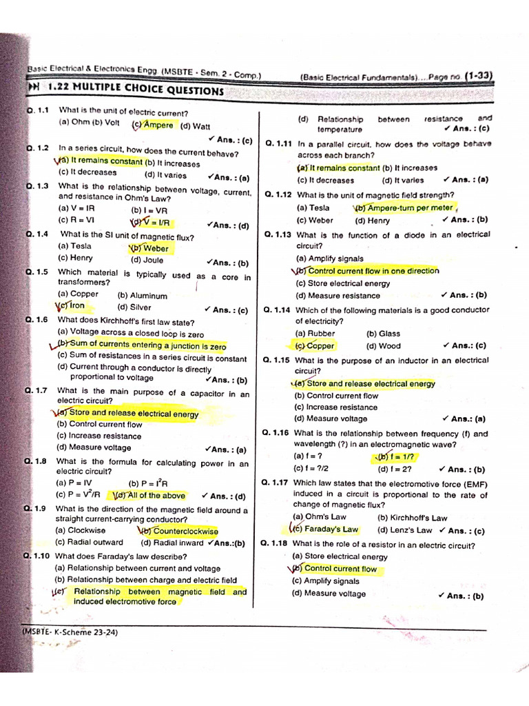 BEE Lesson 1 MCQ | PDF