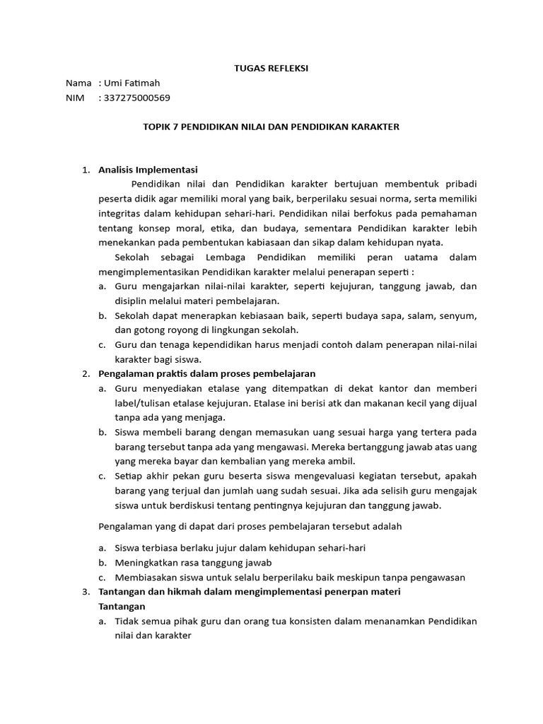 Tugas Refleksi PPG Bu Umi | PDF