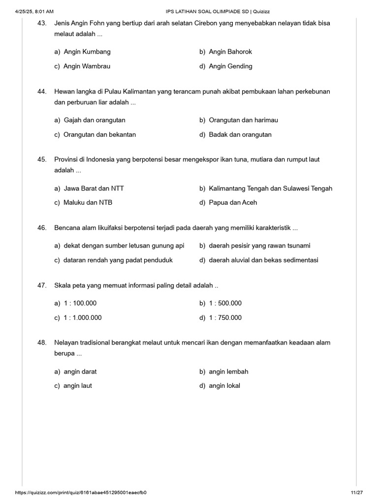 Ips Latihan Soal Olimpiade Sd _ 11 | PDF