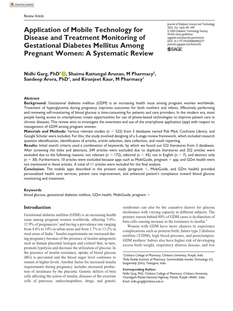 Garg Et Al 2020 Application of Mobile Technology For Disease and ...