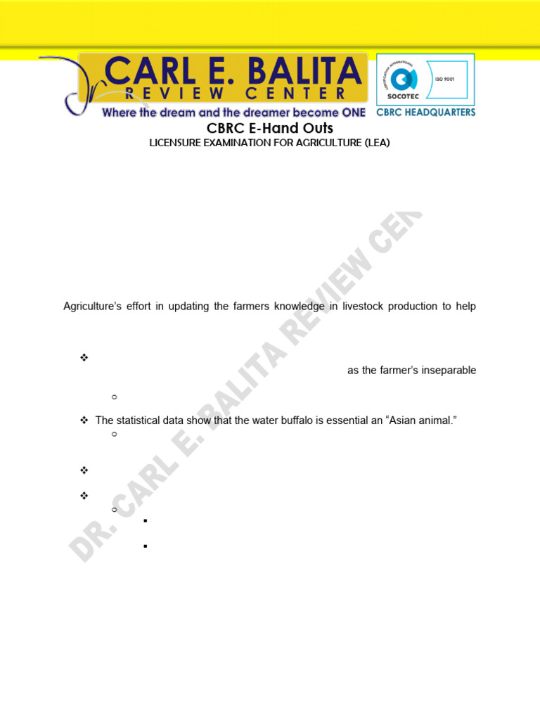 LEA HO ANSCI 2.3 Carabao Production | PDF | Milk | Pregnancy