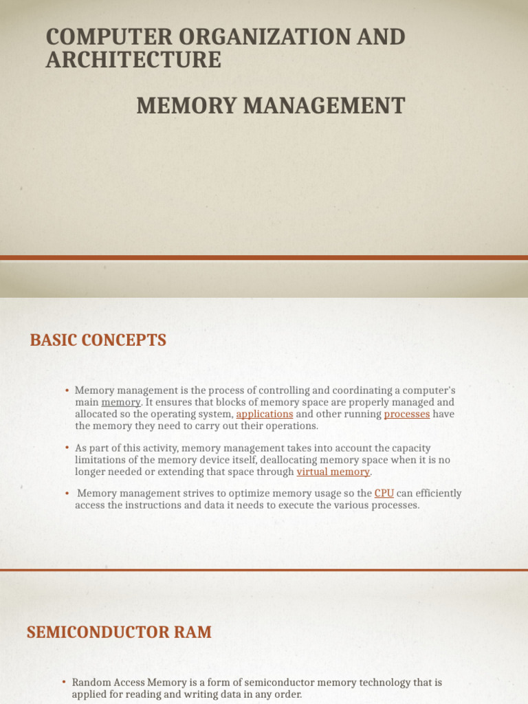 MEMORY MANAGEMENT | PDF | Random Access Memory | Read Only Memory