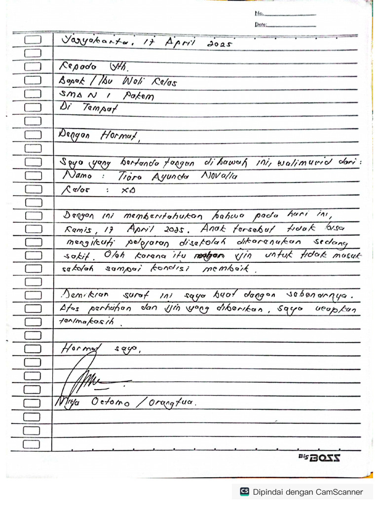 Surat Ijin Sakit Tiara | PDF